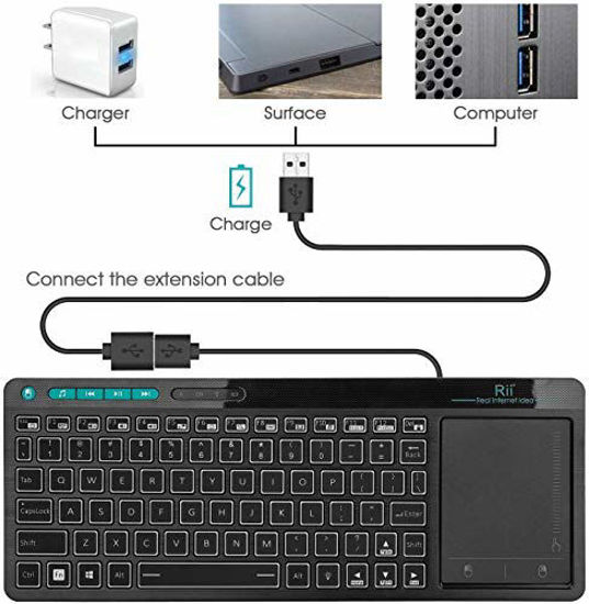 Getuscart Rii K18 Plus Wireless 3 Led Color Backlit Multimedia Keyboard With Multi Touch Big