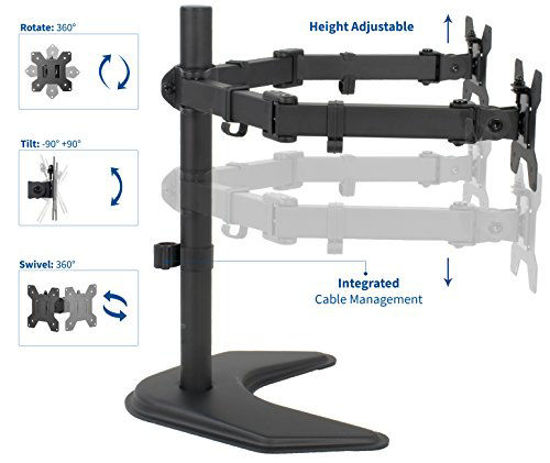 GetUSCart- VIVO Full Motion Dual Monitor Free-Standing Desk Stand VESA ...