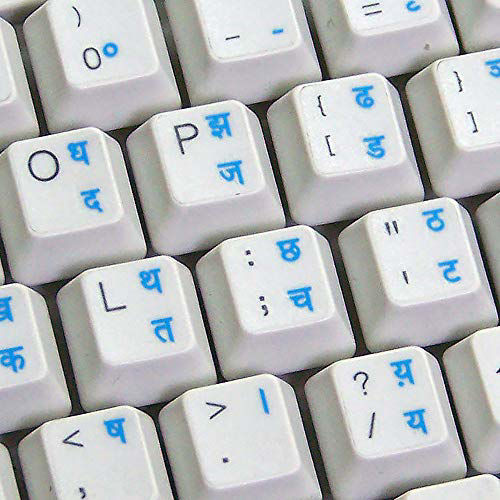 GetUSCart- Hindi Keyboard Stickers with Blue Lettering ON Transparent ...