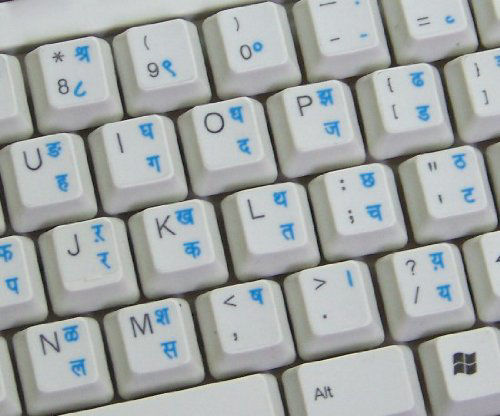 GetUSCart- Hindi Keyboard Stickers with Blue Lettering ON Transparent ...