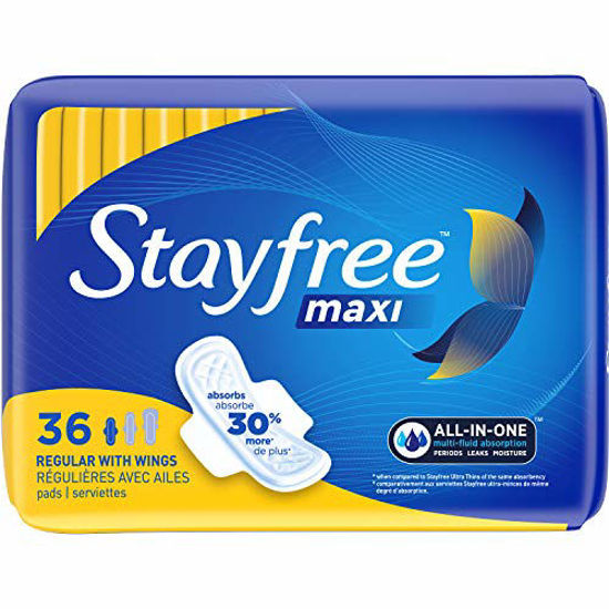 GetUSCart- Stayfree Maxi Pads for Women with Wings, Regular - 36 Count