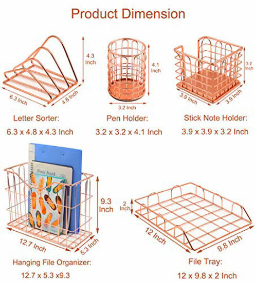 GetUSCart- Superbpag Rose Gold Office Supplies 5 in 1 Desk Organizer ...