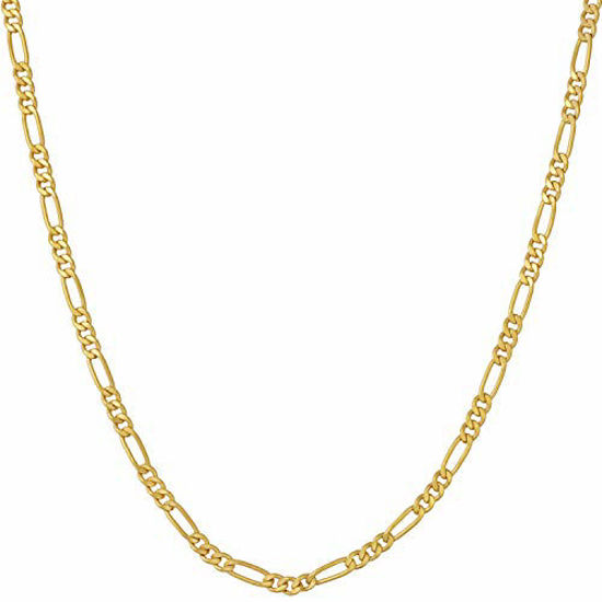 GetUSCart- LIFETIME JEWELRY 2.5mm Figaro Chain Necklace 24k Real Gold ...