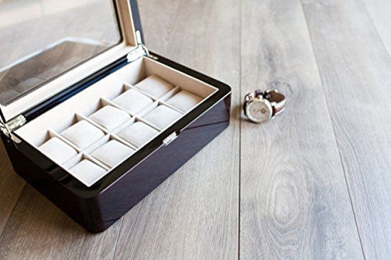 GetUSCart- Caddy Bay Collection Glossy Espresso Wood Finish Watch Box ...