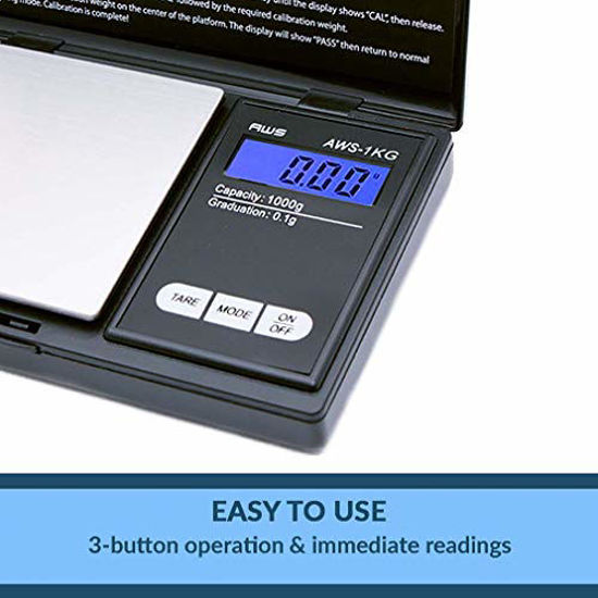 GetUSCart- AWS Series Digital Pocket Weight Scale 1kg x 0.1g, (Black ...