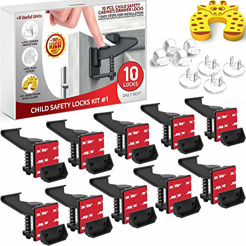 GetUSCart- Cabinet Locks Child Safety Latches - 10 Pack Cabinet Locks ...