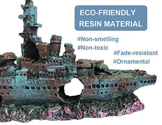 GetUSCart- SLOCME Aquarium Shipwreck Decorations Fish Tank Ornaments ...