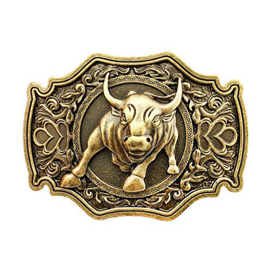 GetUSCart- QUKE Bronze Long Horn Bull Rodeo Western Cowboy Belt Buckle ...