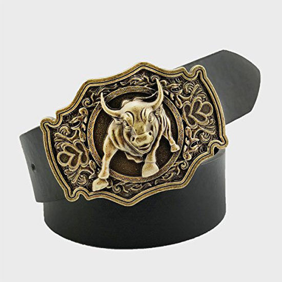 GetUSCart- QUKE Bronze Long Horn Bull Rodeo Western Cowboy Belt Buckle ...
