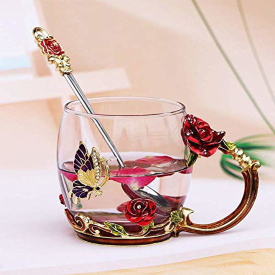 GetUSCart- Luka Tech Enamel Butterfly flower Lead-free Glass Coffee ...