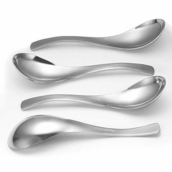 GetUSCart- HIWARE Thick Heavy-Weight Soup Spoons, Stainless Steel Soup ...