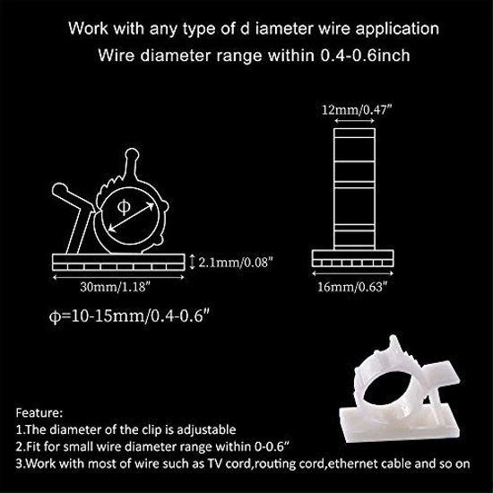 GetUSCart- 30 Pack Adjustable Cable Clips, 3M-Adhesive Nylon Cable ...