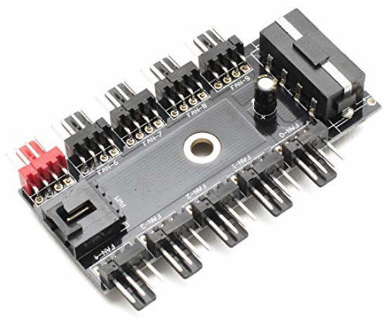 GetUSCart- Chassis Fan Hub CPU Cooling 10 Port 12 V Molex to PWM ...