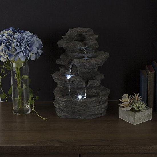 GetUSCart- Tabletop Water Fountain with Cascading Rock Waterfall and ...