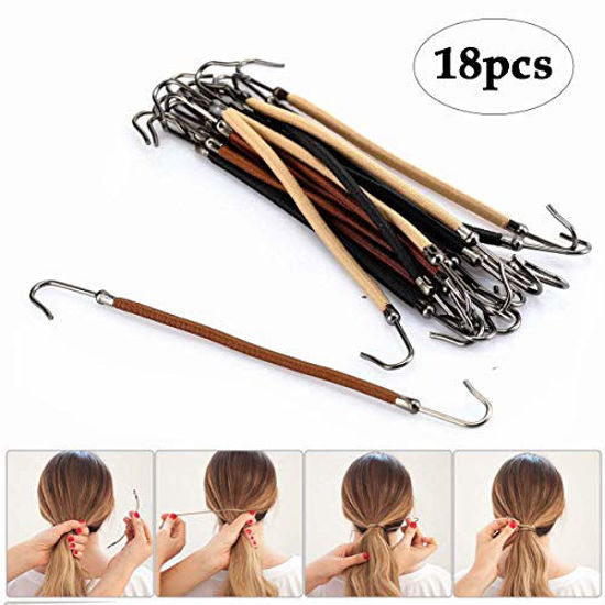 GetUSCart- BinaryABC Ponytail Hooks Holder Bungee Bands,18Pcs(3 Different Colors)