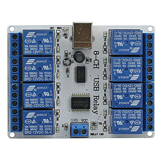 GetUSCart- SainSmart USB Eight Channel Relay Board for Automation - 12 V