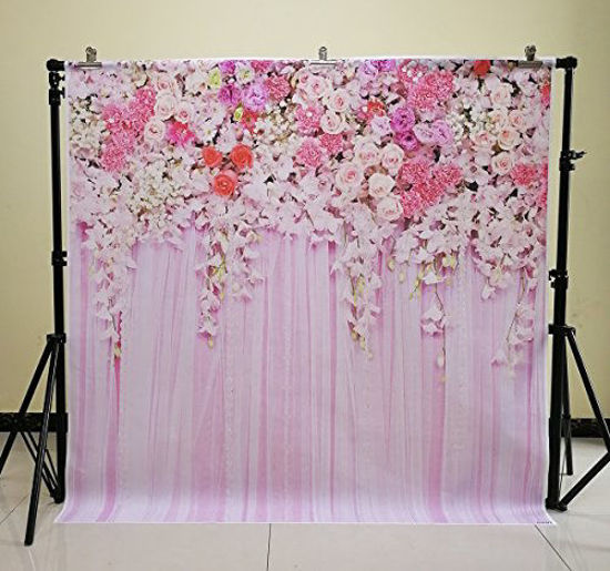 GetUSCart- 5x5ft Pink Flowers Backdrop Wedding Photography Background ...