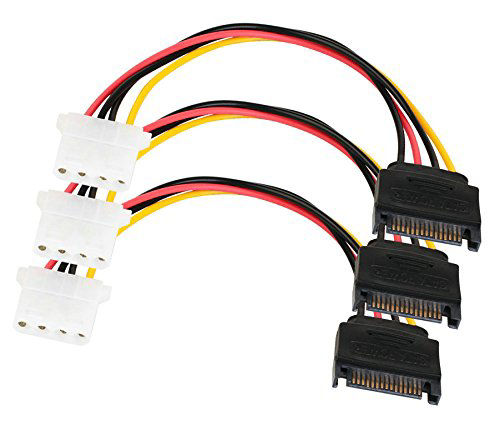 GetUSCart- SATA Power Cable Adapter 3 Pack SATA 15 Pin Male to Molex ...