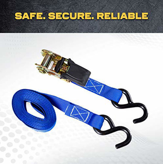 GetUSCart- Ratchet Tie Down Straps - 4 Pk - 15 Ft- 500 Lbs Load Cap ...
