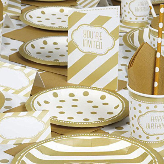GetUSCart- Unique tableware Golden Birthday Party Dessert Plates, 7", 8 ...