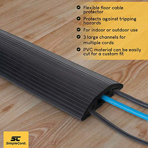 GetUSCart- Simple Cord Floor Cord Cover - 10 Ft Black Duct Cord ...
