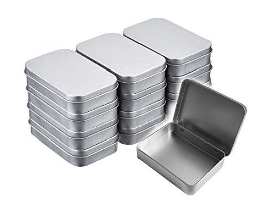 GetUSCart Walkingpround 12 Pack Empty Tin Box Storage Containers Metal Silver Rectangular for Candy Tins Gift Card Holder Box