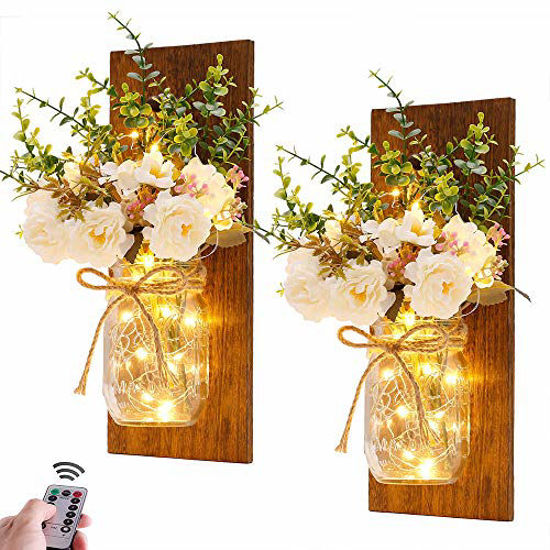 GetUSCart- Rustic Wall Sconces Mason Jar Sconces Handmade Wall Art ...