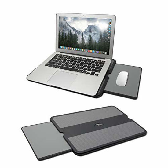 GetUSCart MAX SMART Portable Laptop Lap Pad Laptop Desk with Retractable Mouse Tray Anti Slip Heat Shield Notebook Computer Stand Table Working Station for Home Office Recliner Business and Travel