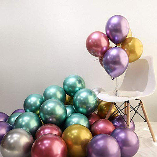GetUSCart- Party Balloons 12inch 50pcs Assorted Color Metallic Latex ...