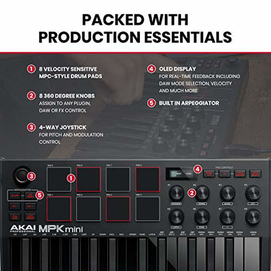GetUSCart- AKAI Professional MPK Mini MK3 | 25 Key USB MIDI Keyboard Controller With 8 Backlit ...