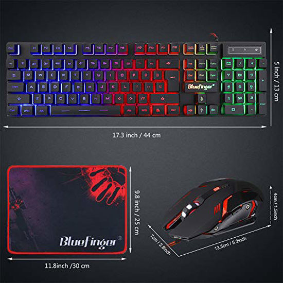 GetUSCart- BlueFinger RGB Gaming Keyboard and Backlit Mouse Combo, USB ...