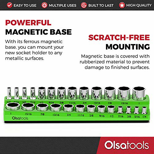 GetUSCart- Magnetic Socket Organizer | 3/8-inch drive | SAE GREEN ...