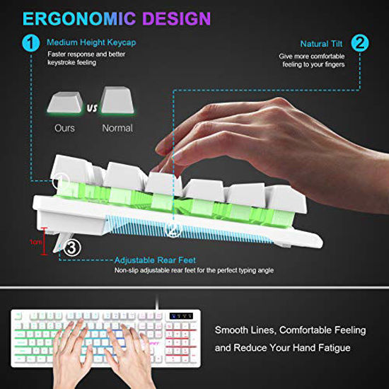 GetUSCart- NPET K10 Gaming Keyboard USB Wired Floating Keyboard, Quiet ...
