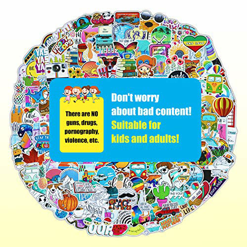 GetUSCart- 300 PCS Stickers Pack (50-850Pcs/Pack), Colorful Waterproof ...