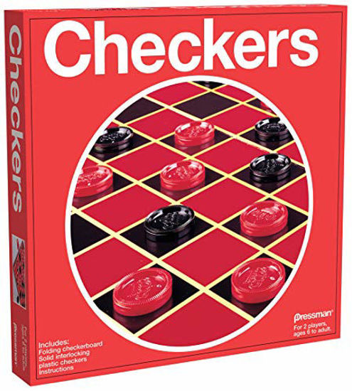 GetUSCart- Pressman Checkers -- Classic Game With Folding Board and Interlocking Checkers