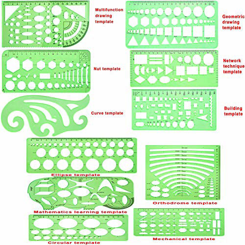 GetUSCart- QincLing 11 Pieces Geometric Drawings Templates Stencils ...