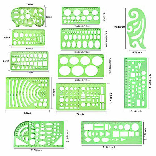 GetUSCart- QincLing 11 Pieces Geometric Drawings Templates Stencils ...