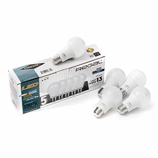 GetUSCart- Regal LED A19 Light Bulb 5000K Daylight 800-Lumen, 9-Watt ...