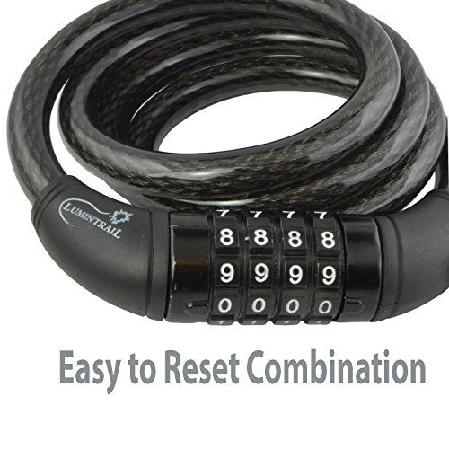 GetUSCart- Lumintrail Bike Cable Lock, Self Coiling 12mm Braided Steel ...