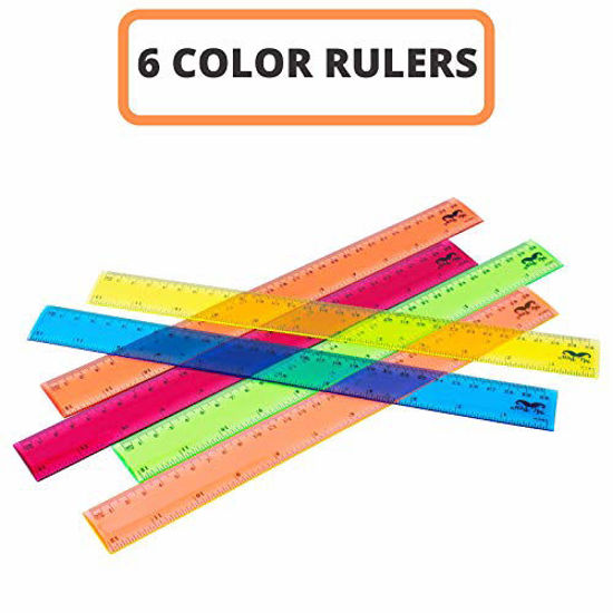 GetUSCart- Mr. Pen- Rulers, Rulers 12 Inch, 6 Pack, Assorted Colors, Kids Ruler for School ...
