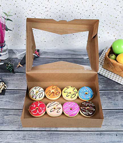 GetUSCart- 15-Pack Paperboard White Lock Corner Window Bakery Box, 14 ...