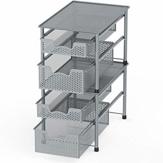 GetUSCart- Simple Houseware Stackable 2 Tier Sliding Basket Organizer ...