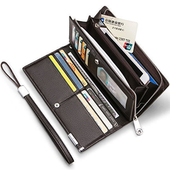 GetUSCart- Huztencor Long Wallets for Men Leather RFID Blocking Wallet ...