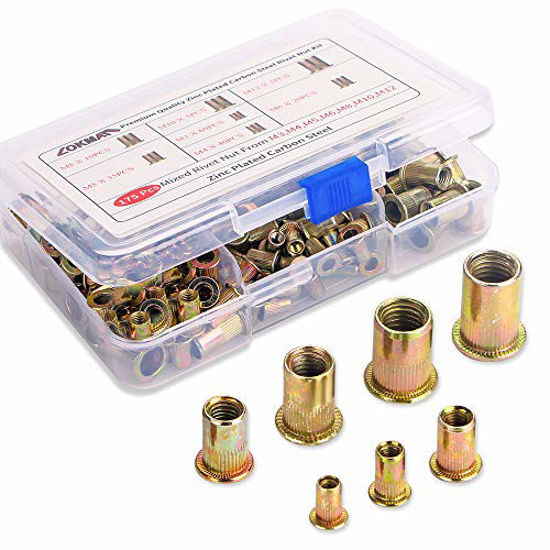 GetUSCart- Rivet Nut, LOKMAN 175PCS Metric Rivet Nut Kit Carbon Steel ...