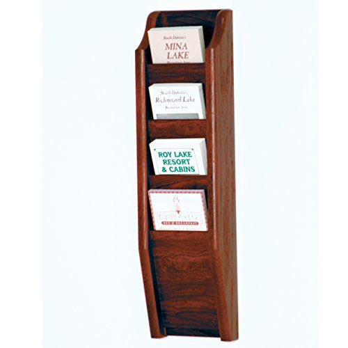 GetUSCart- Wooden Mallet 4-Pocket Cascade Brochure Rack, Mahogany