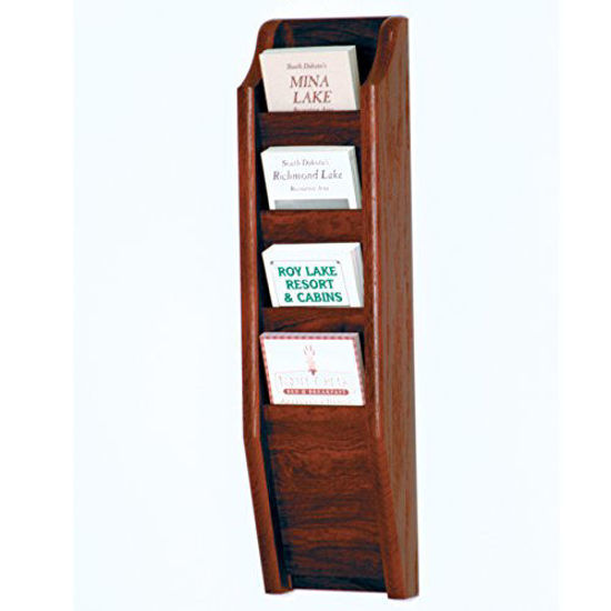 GetUSCart- Wooden Mallet 4-Pocket Cascade Brochure Rack, Mahogany