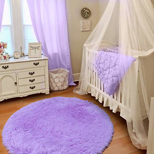 GetUSCart- Purple Round Rug for Bedroom,Fluffy Circle Rug 4'X4' for ...