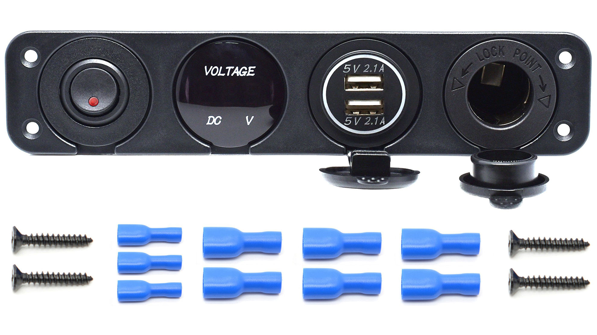 GetUSCart- Cllena Dual USB Socket Charger 4.2A + 12V Power Outlet + LED ...