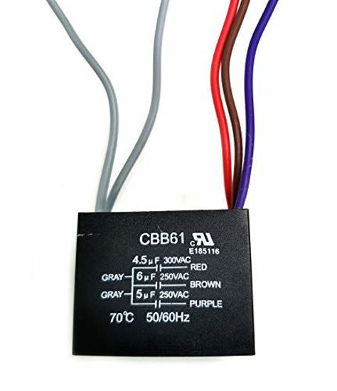 GetUSCart- New CEILING FAN CAPACITOR CBB61 4.5uf + 6uf + 5uf 5 WIRE 250V