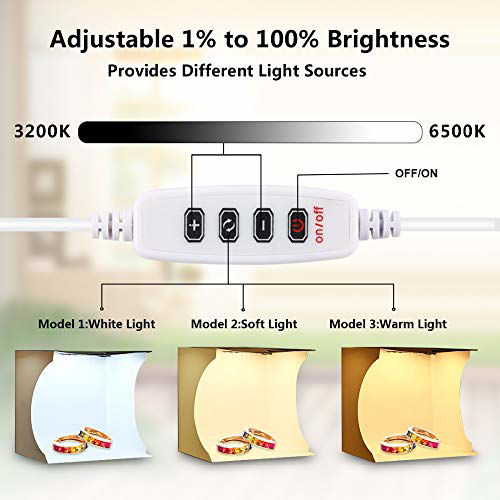 GetUSCart- Portable Folding Mini 3 Modes Dimmable LED Ring Light Box ...